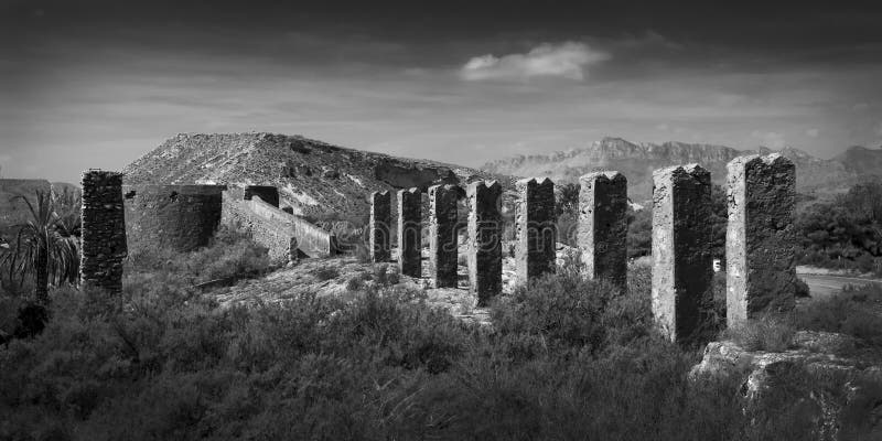 Old buildings stock image. Image of pillars, clouds, mountains - 76272663
