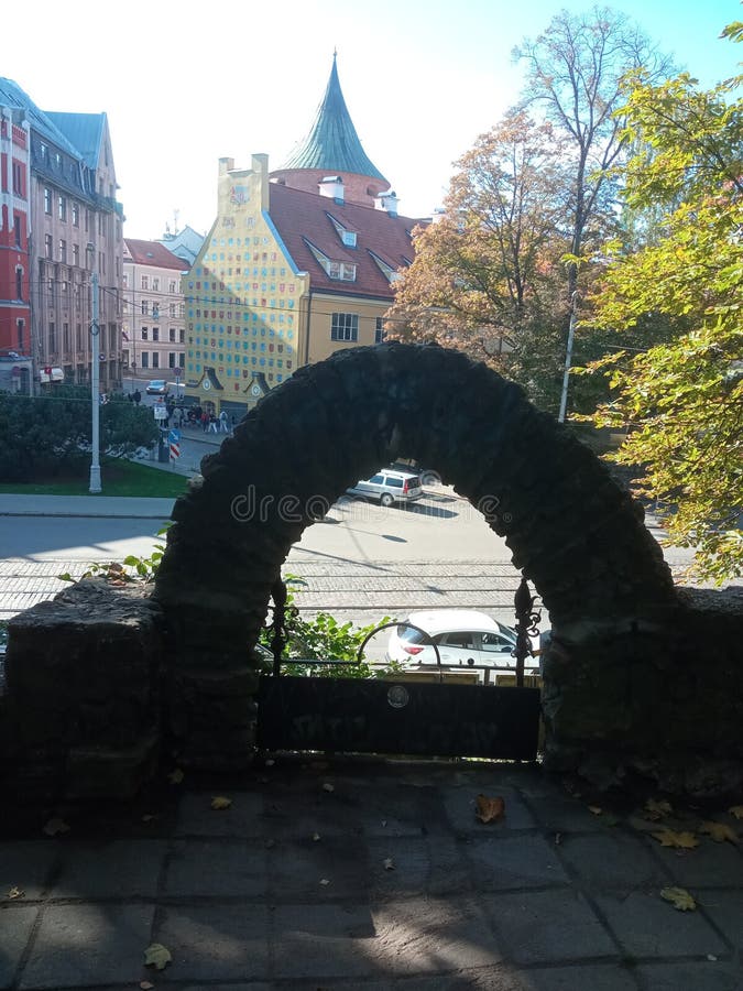 Old Buildings and Sculpture in Old Town Vecriga in Riga Latvia ...