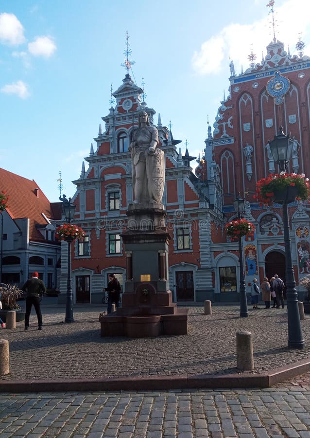 Old Buildings and Sculpture in Old Town Vecriga in Riga Latvia ...