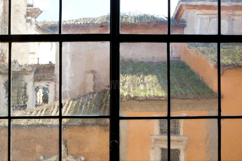 Old Buildings Seen through Ancient Window in Rome Stock Image - Image ...