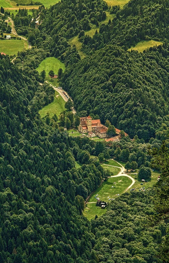 Old Buildings in the Valley Stock Photo - Image of background, forest ...