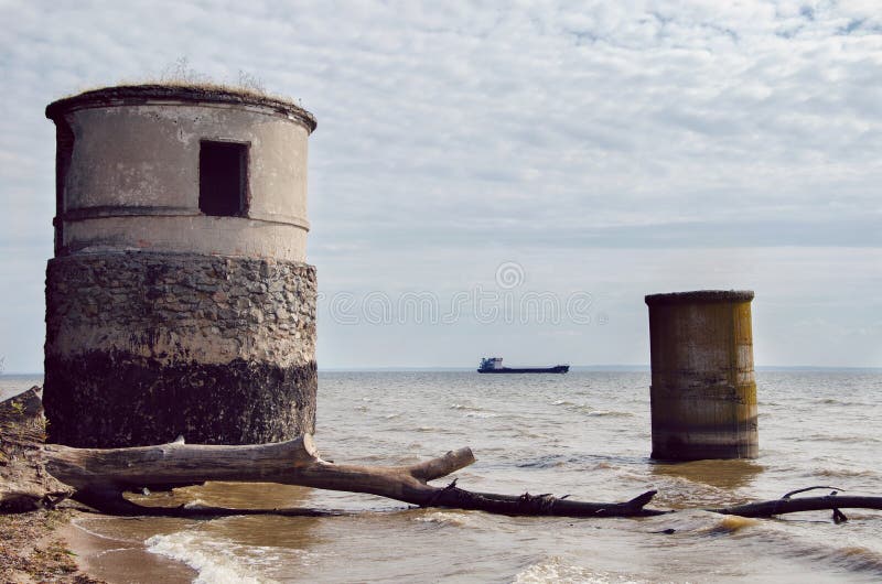 Old buildings on the water stock photo. Image of beach - 123673366