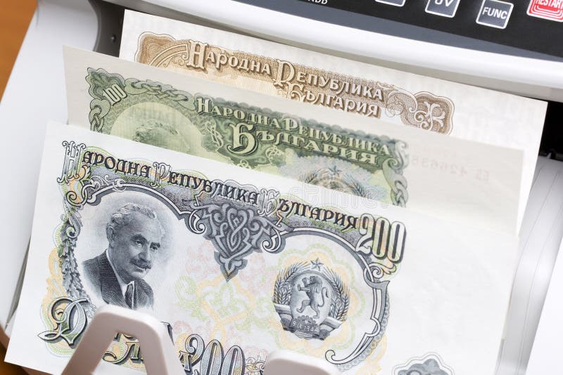 Old Bulgarian Lev in the Counting Machine Stock Photo - Image of note ...