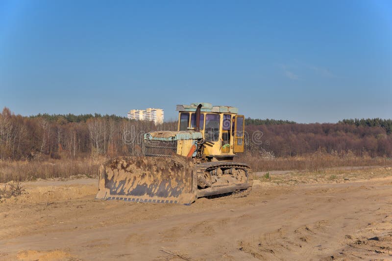 Bulldozer at Building Construction Site Stock Image - Image of ...