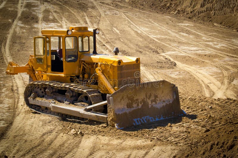 Bulldozer at Building Construction Site Stock Image - Image of loading ...