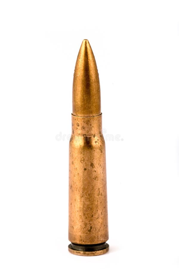 Old Bullet on White Background Stock Photo - Image of military, metal ...