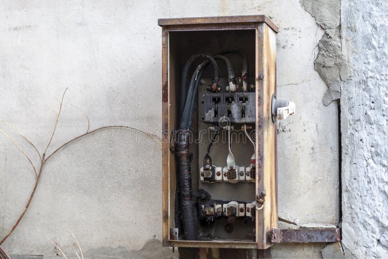 Old Burnt Out Electrical Switch Stock Image - Image of safety, retro ...