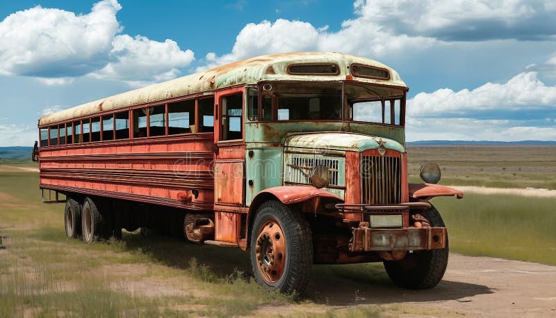 Old Bus. an Old Discarded Bus is Rusting in a Junkyard Stock ...