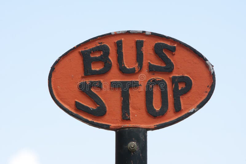 Old Bus Stop Sign stock photo. Image of closeup, orange - 33683112