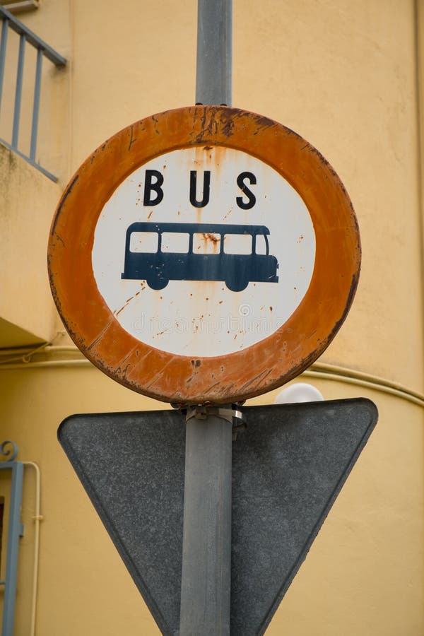 Old bus stop sign stock image. Image of rules, roade - 142644677
