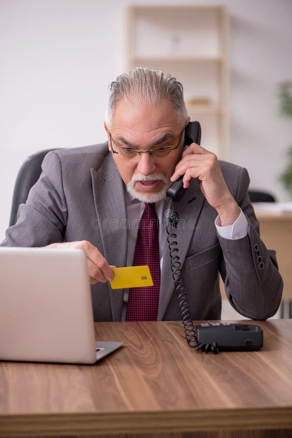 Old Male Employee in Ecommerce Concept Stock Photo - Image of business ...