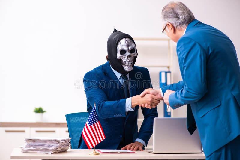 Old Businessman Employee Getting Deal with the Devil Stock Image ...