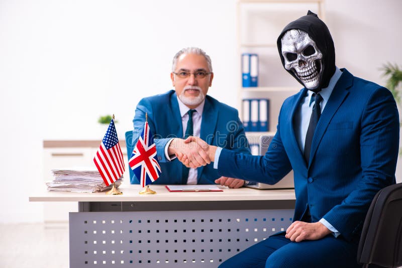 Old Businessman Employee Getting Deal with the Devil Stock Image ...