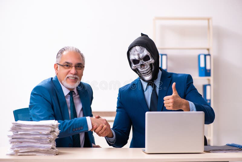 Old Businessman Employee Getting Deal with the Devil Stock Photo ...