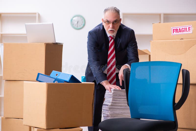 Old Businessman Employee in Relocation Concept Stock Image - Image of ...