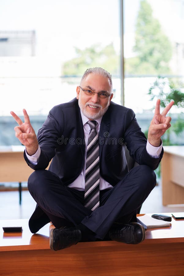 Old Businessman Employee Working in the Office Stock Image - Image of ...