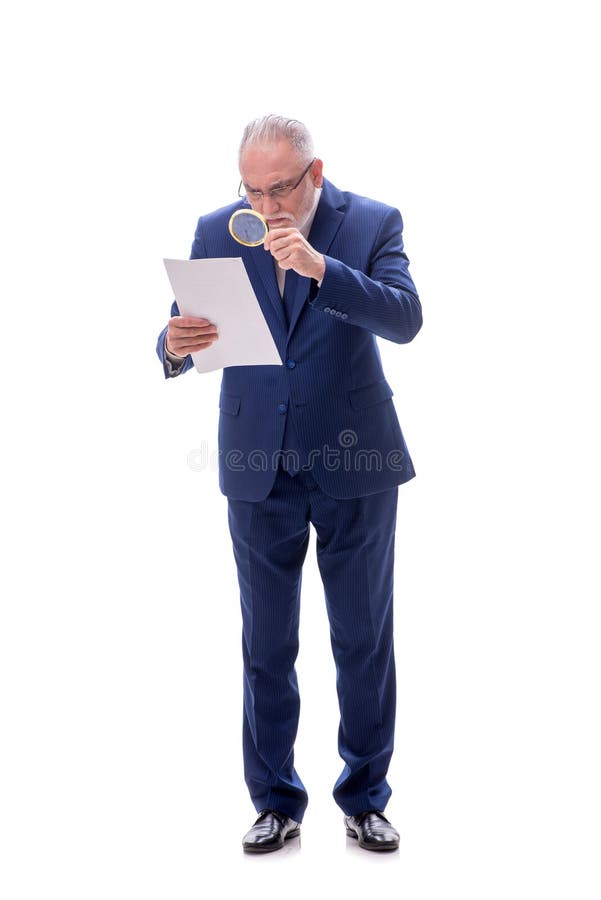 Old Businessman Isolated on White Stock Photo - Image of busy, analyst ...