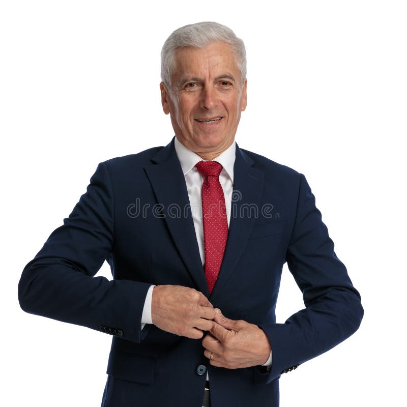 Old Businessman Opening His Jacket and Smiling Stock Image - Image of ...