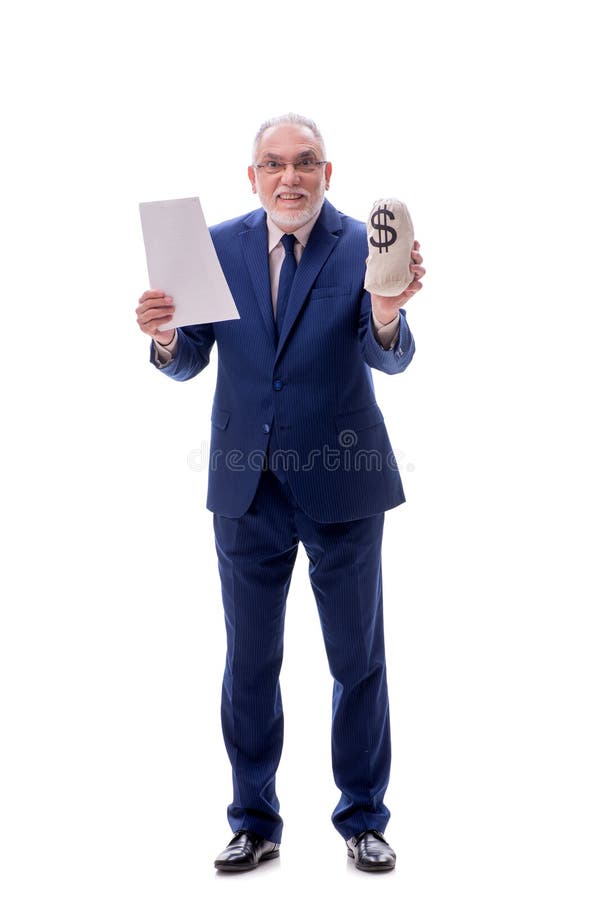 Old Businessman in Remuneration Concept Isolated on White Stock Image ...