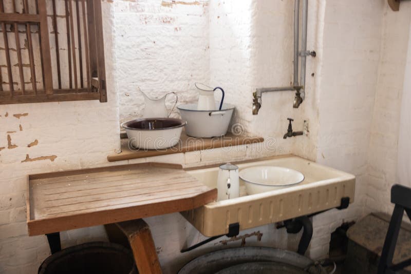 An Old Butler Sink in an Old Kitchen Stock Photo - Image of victorian ...