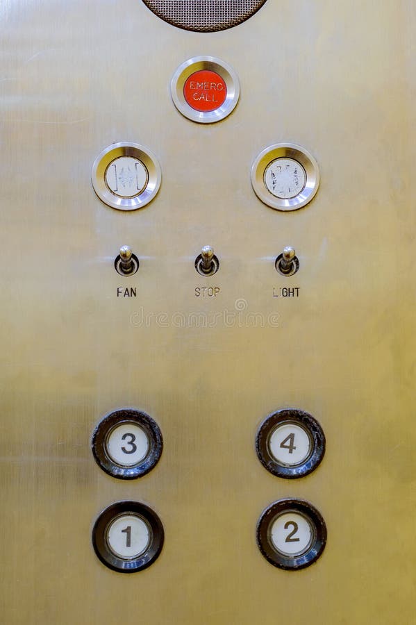 Old Buttons of Elevator Control Panel in Analog Retro Style Stock Photo ...