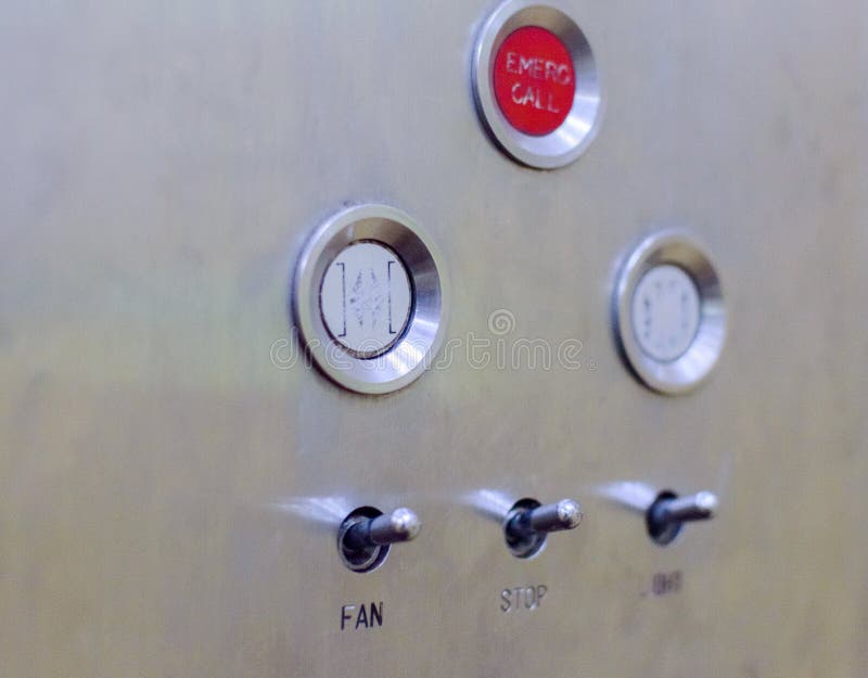 Old Buttons of Elevator Control Panel in Analog Retro Style Stock Photo ...