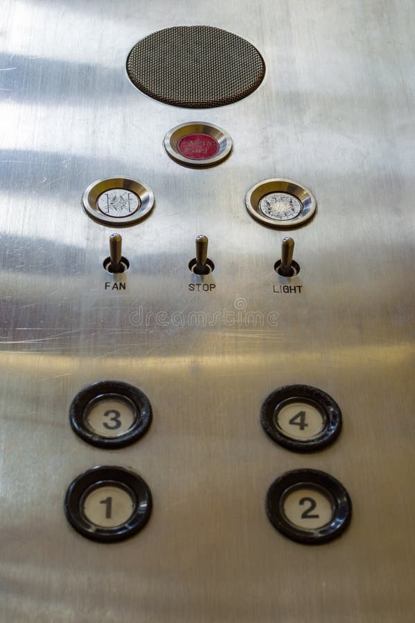Old Buttons of Elevator Control Panel in Analog Retro Style Stock Photo ...