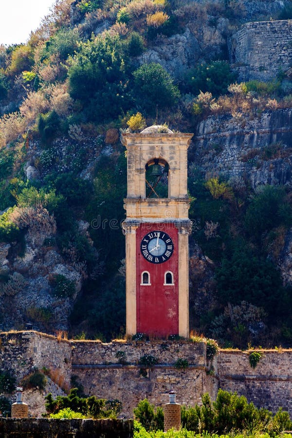 Old Byzantine Clock Tower on Green Mountains Stock Image - Image of ...
