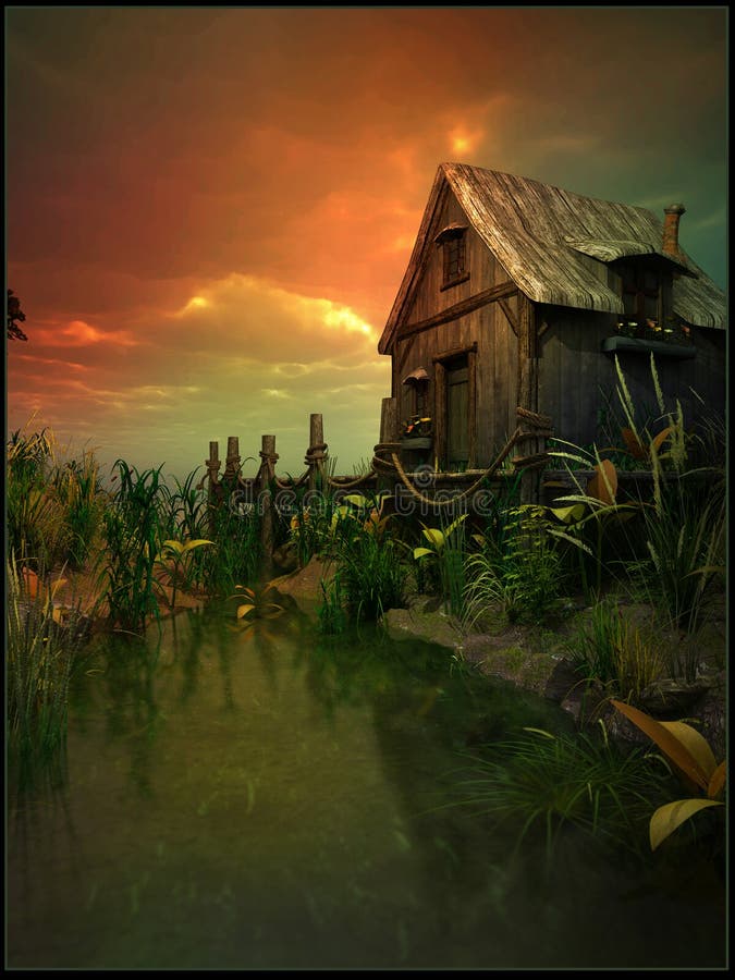 Fantasy Swamp House In Wood 2d Deep Mire Stock Illustrations – 69