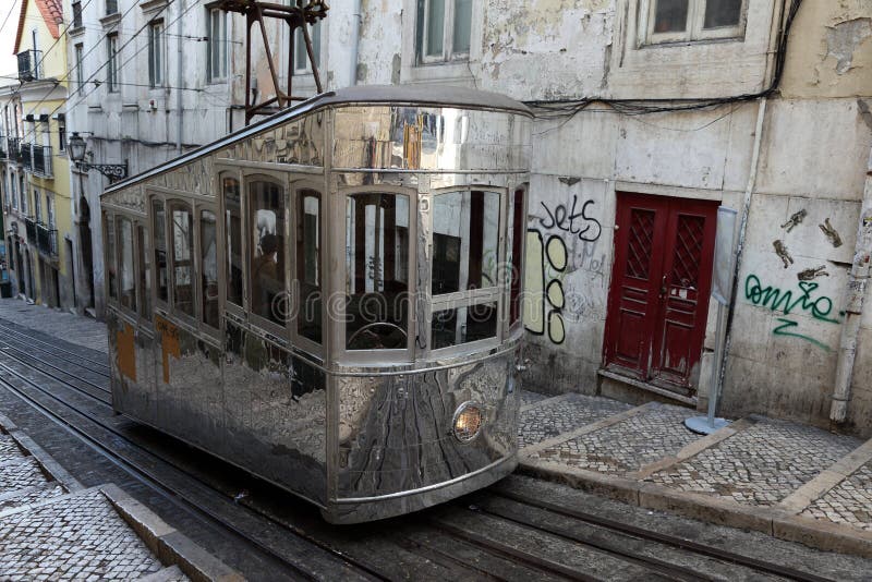 Old Cable Car in Lisbon, Portugal Stock Image - Image of lissabon ...