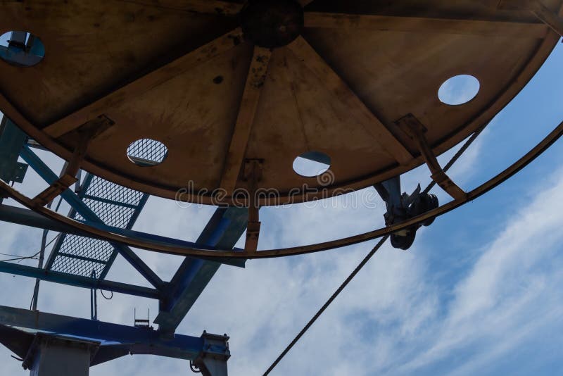 Old Cable Car Round Circle Metal Construction, Summer Blue Sky with ...