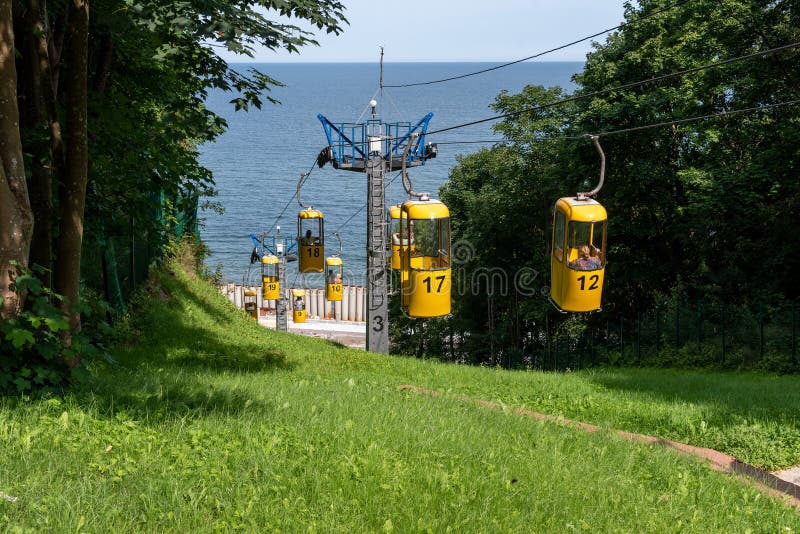 Old cable car to the sea. stock photo. Image of hill - 331879408