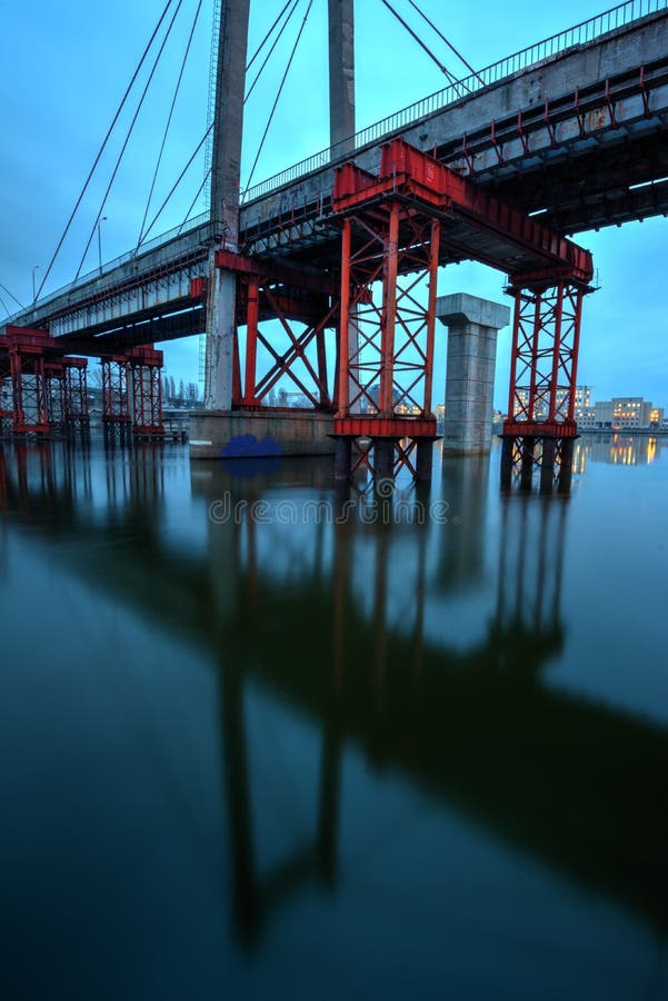 Old cable-stayed bridge stock image. Image of clean, arhitecture - 95046635