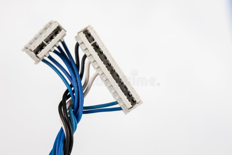 Old Cables for Electrical Devices on a White Table. Electrical C Stock ...