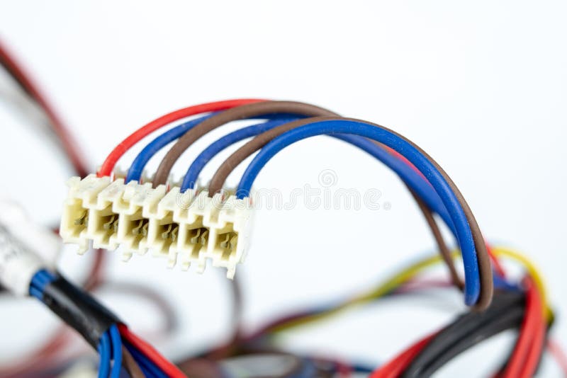 Old Cables for Electrical Devices on a White Table. Electrical C Stock ...