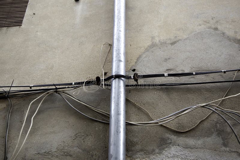 Old cables on facade stock photo. Image of ancient, industry - 167435266