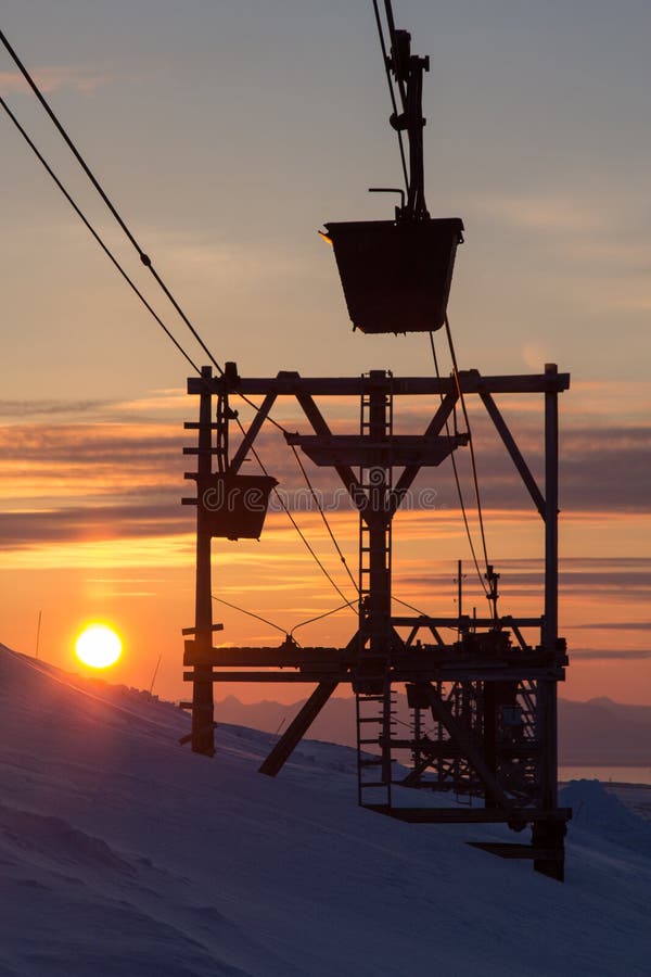 Old Cableway To Coal Transporting in Longyearbyen, Spitsbergen Stock ...