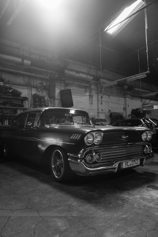 An Old Caddilac in Original Condition Stands in a Workshop Editorial ...