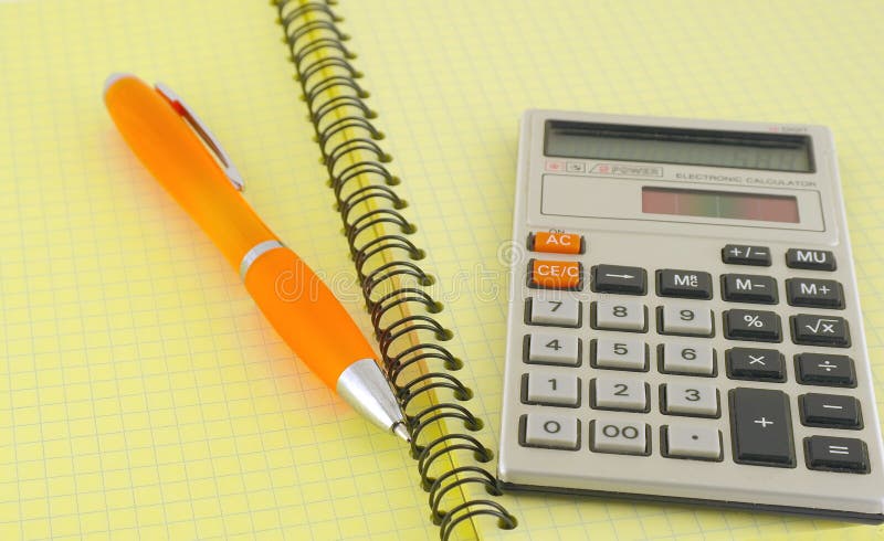 Old calculator and pen stock image. Image of letter, notepaper - 39177699