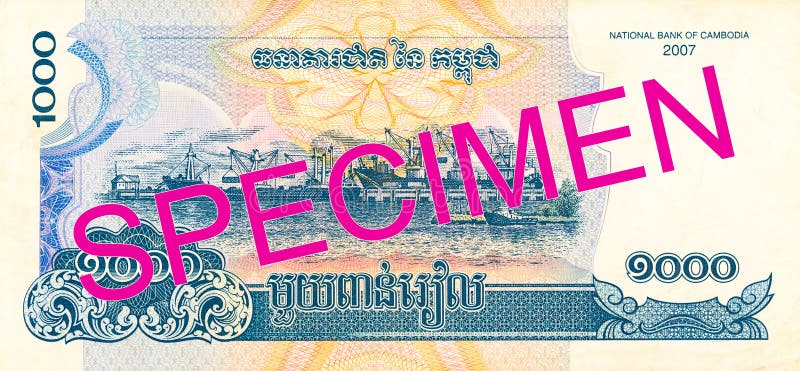 Old 1000 Cambodian Riel Bank Note Obverse Stock Image - Image of ...