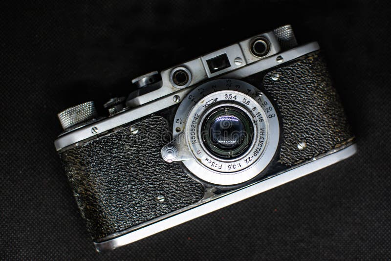 Old Camera from Above. Buttons and Design of an Old Camera Stock Photo ...