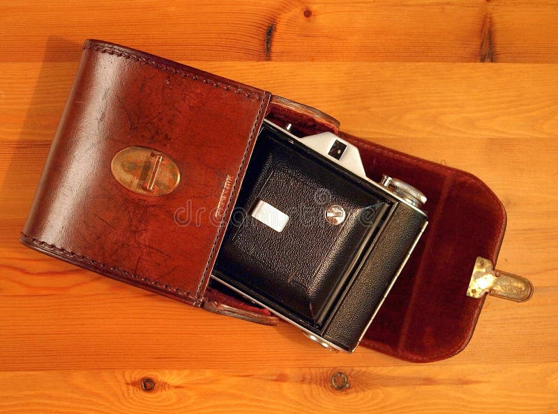 Old camera, with case stock image. Image of velvet, black - 32311433