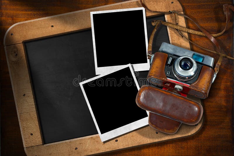Old Camera with Empty Photos and Blackboard Stock Photo - Image of ... Old Camera with Empty Photos and Blackboard Stock Photo - Image of ...