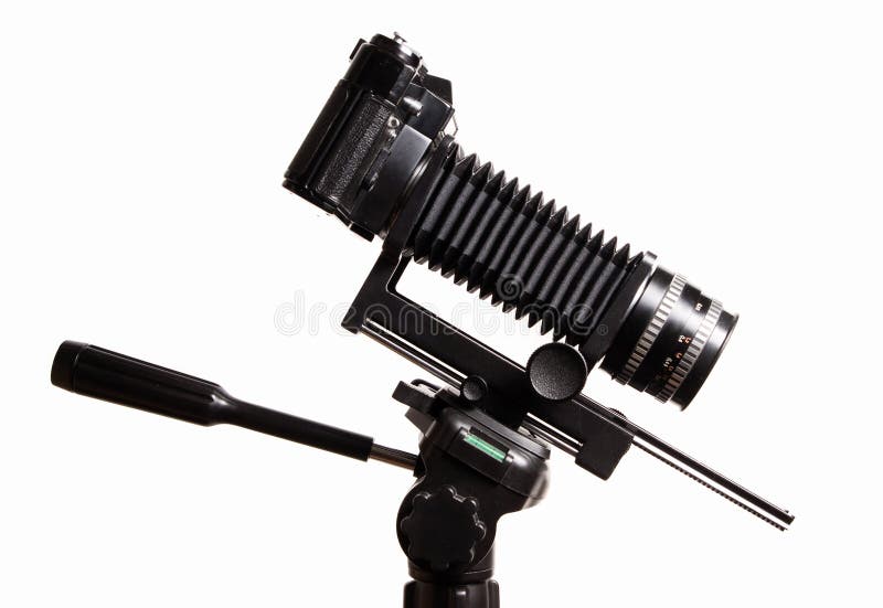 Old camera with extension stock image. Image of film - 25701641