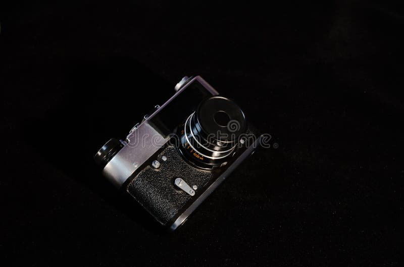 Old Camera FED on a Black Background Stock Photo - Image of ...
