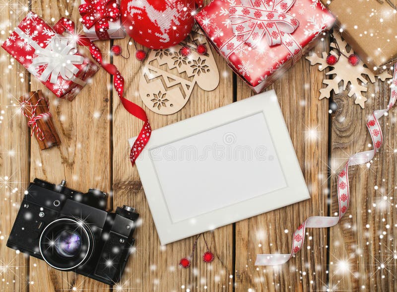 Old Black Camera and Frame for Photo Stock Photo - Image of frame ...