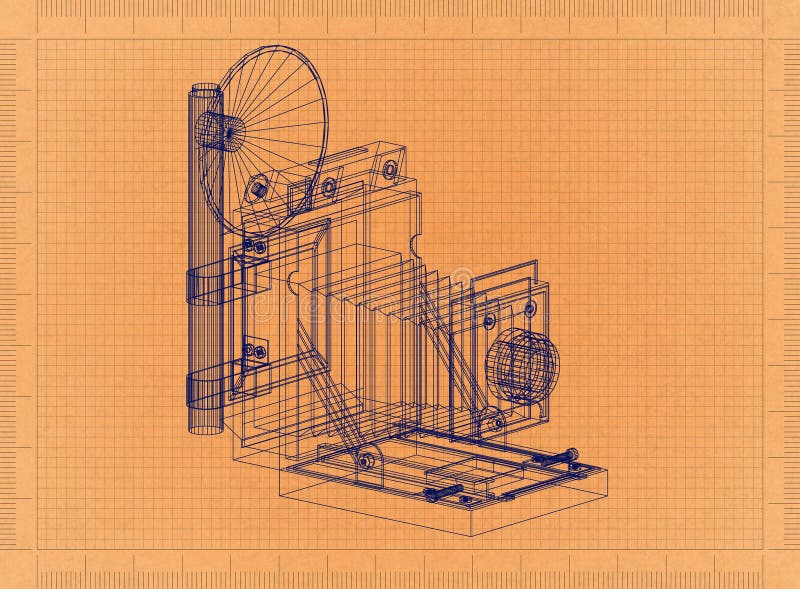Old Camera - Retro Blueprint Stock Illustration - Illustration of ...