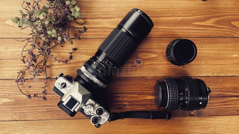 Retro Camera on Table, Camera, Retro Camera on Table Stock Image ...