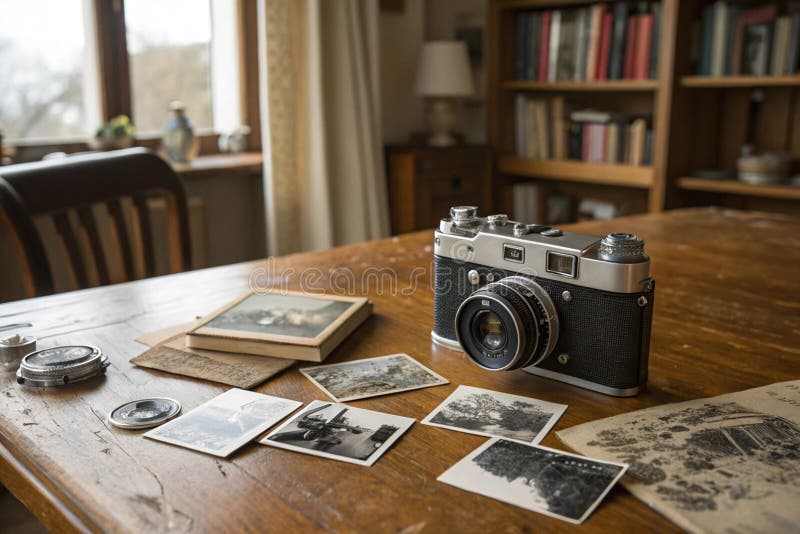 The Old Camera on the Table and the Old Photos Taken - Generated by Ai ...