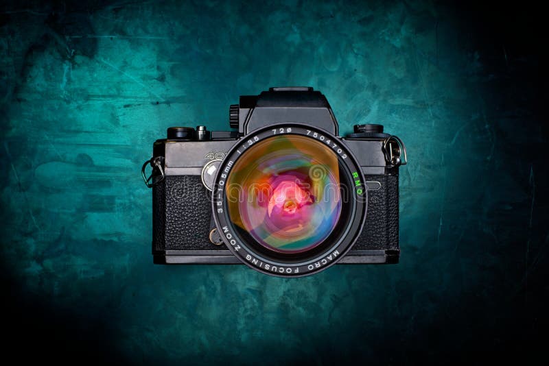 Old camera from top view stock photo. Image of bokeh - 97482530